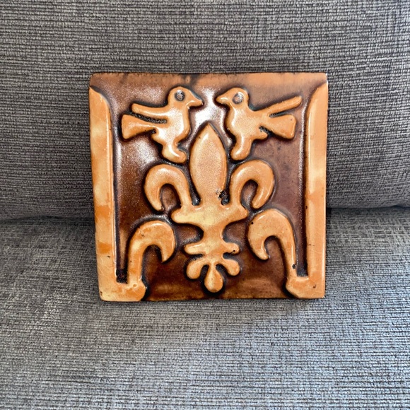 Vintage | Accents | Vtg Moravian Mercer Pottery Tile Fleur De Lis Bird ...